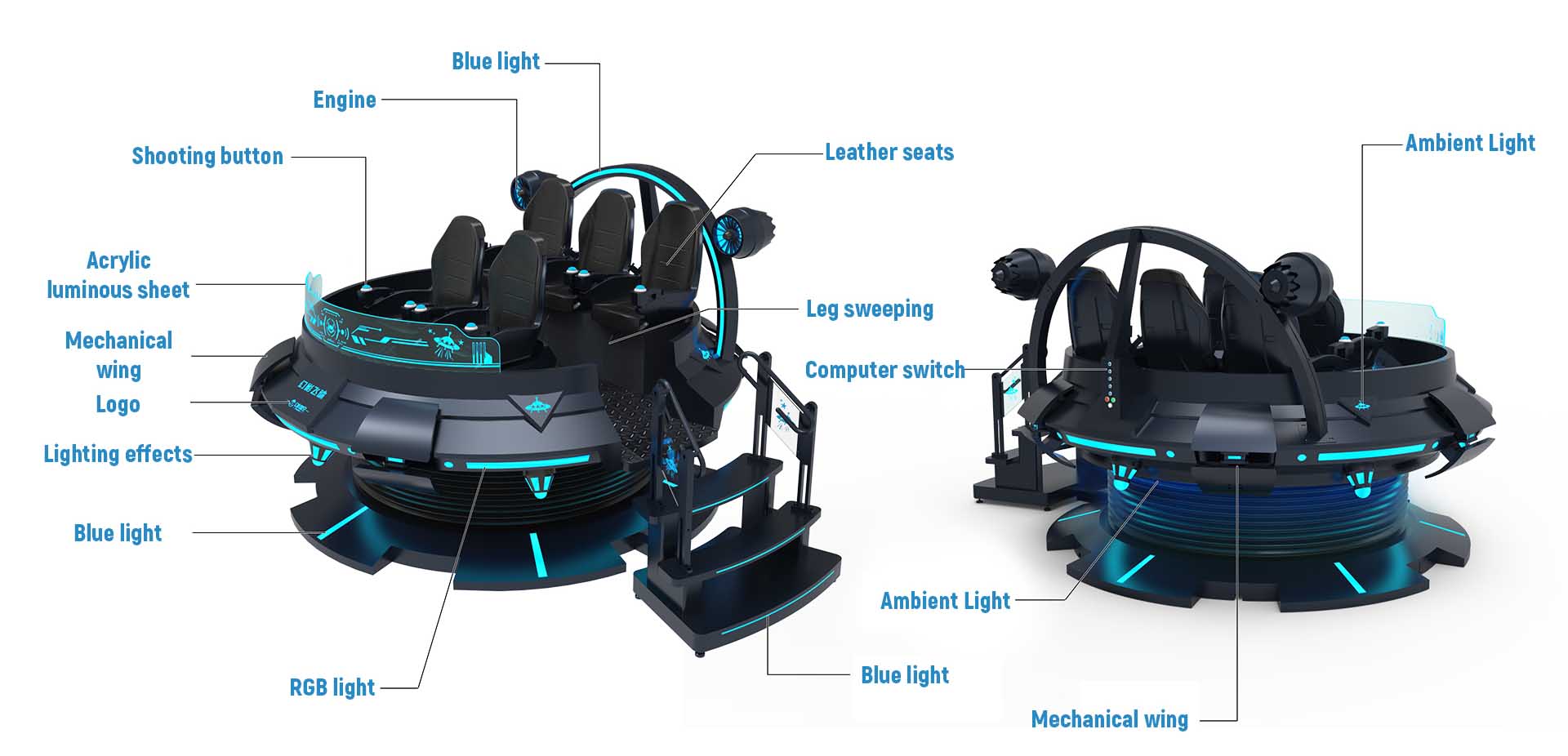 9D Virtual Reality Simulator VR Machine 5 Seats VR Magic Flying UFO ...