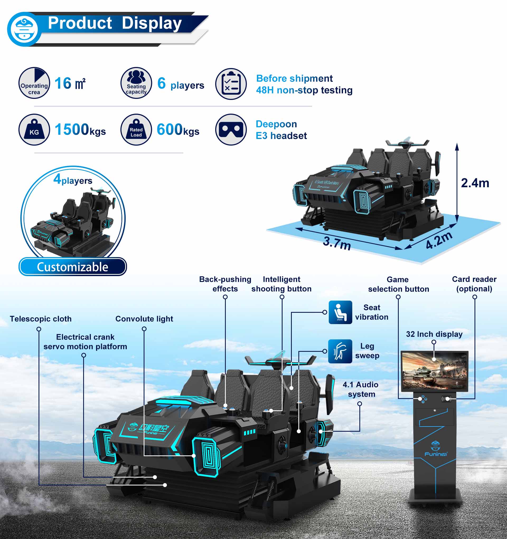 9D Virtual Reality 6 Seats VR Equipment VR Dark Mars Simulator - 9D VR ...